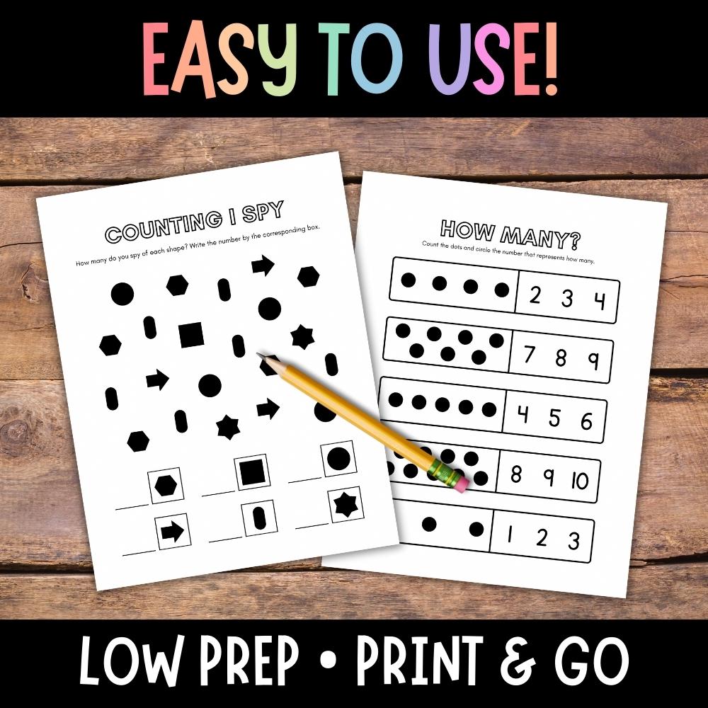 Counting Worksheets, Kindergarten Math Worksheets, Preschool Number ...