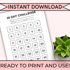 30 Day Goal Tracker, Printable 30 Day Challenge Tracker, 30 Day Tracker ...