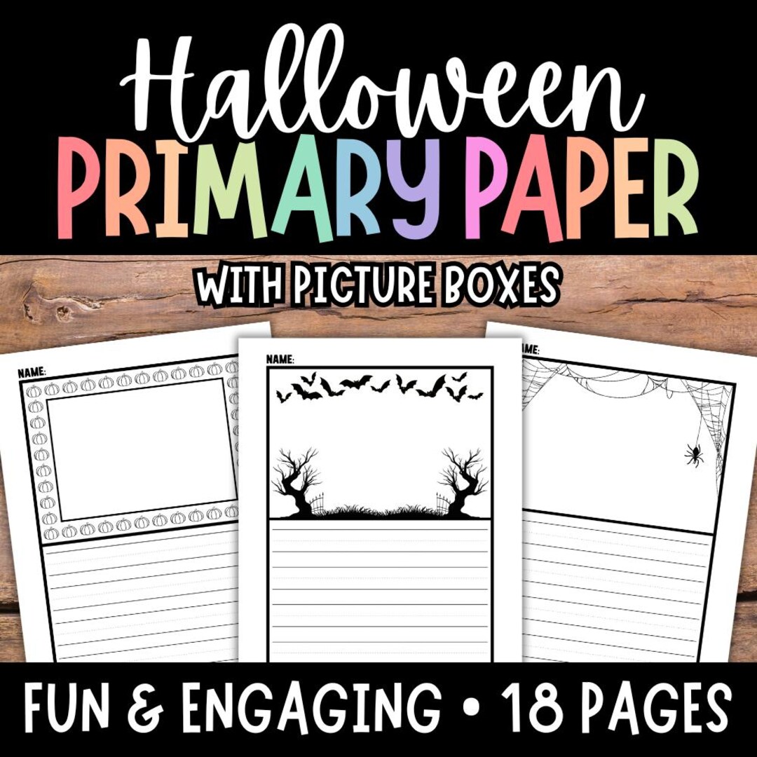 Halloween Writing Pages, Primary Paper With Picture Boxes, Handwriting ...