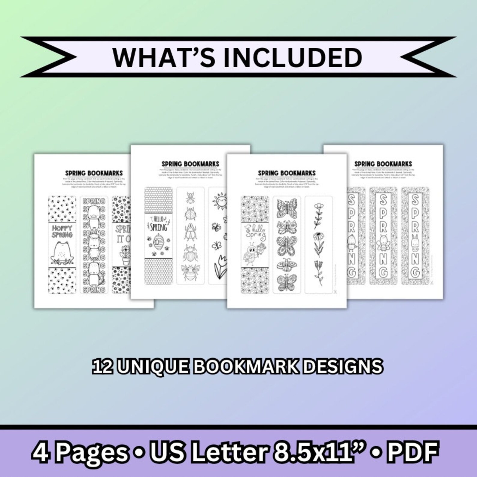 Spring Bookmarks Printable, Spring Coloring Bookmarks, Spring Bookmarks ...