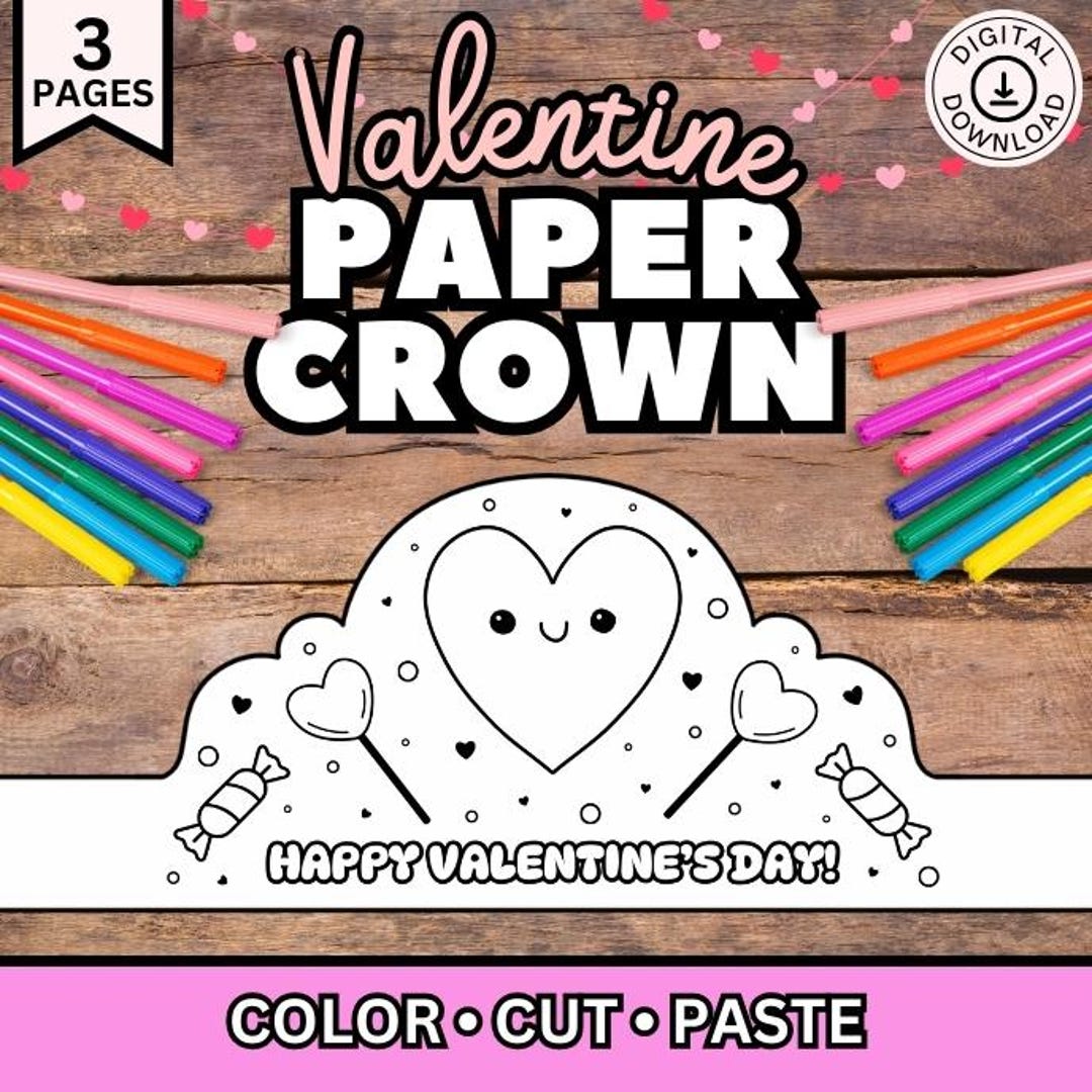 Valentine’s Day Craft, Valentine Paper Crown, Valentines Day Activities ...