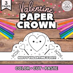 Valentine’s Day Craft, Valentine Paper Crown, Valentines Day Activities ...