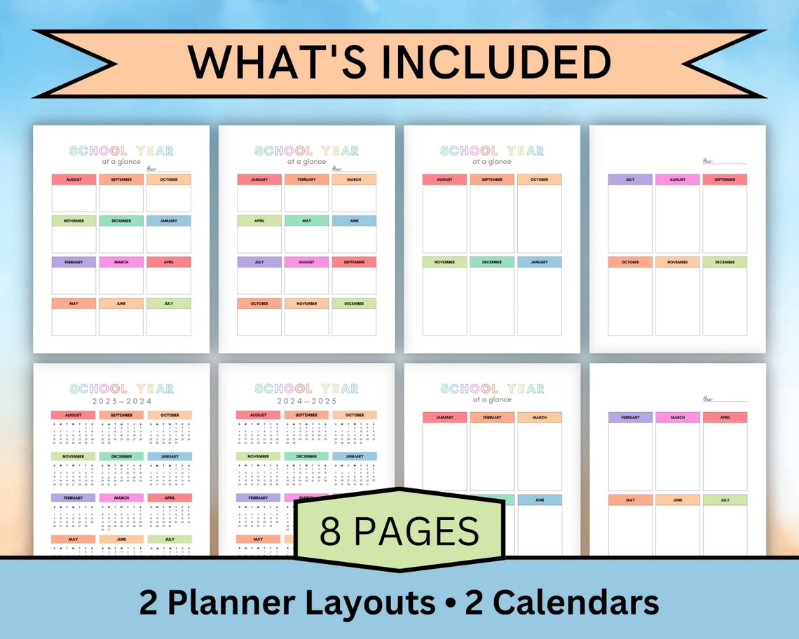 School Planner Printable, Year at a Glance, Homeschool Planner, School ...