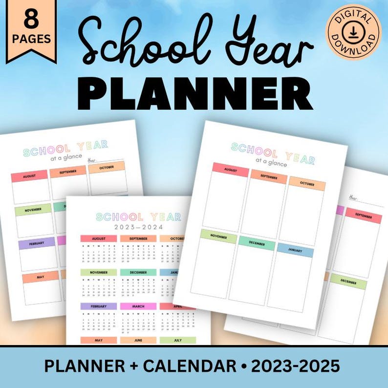 School Planner Printable, Year at a Glance, Homeschool Planner, School ...