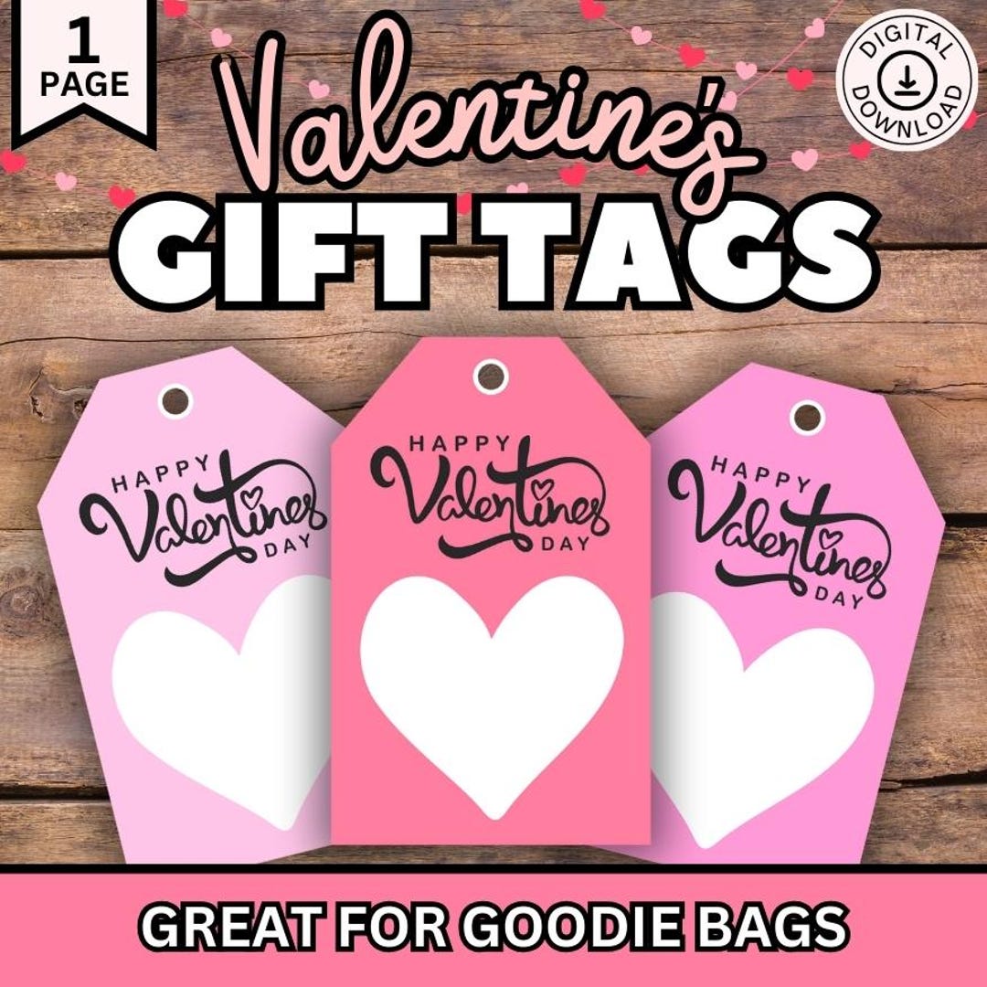 Valentine's Day Gift Tags, Printable Goodie Bag Tags (PDF) - Etsy