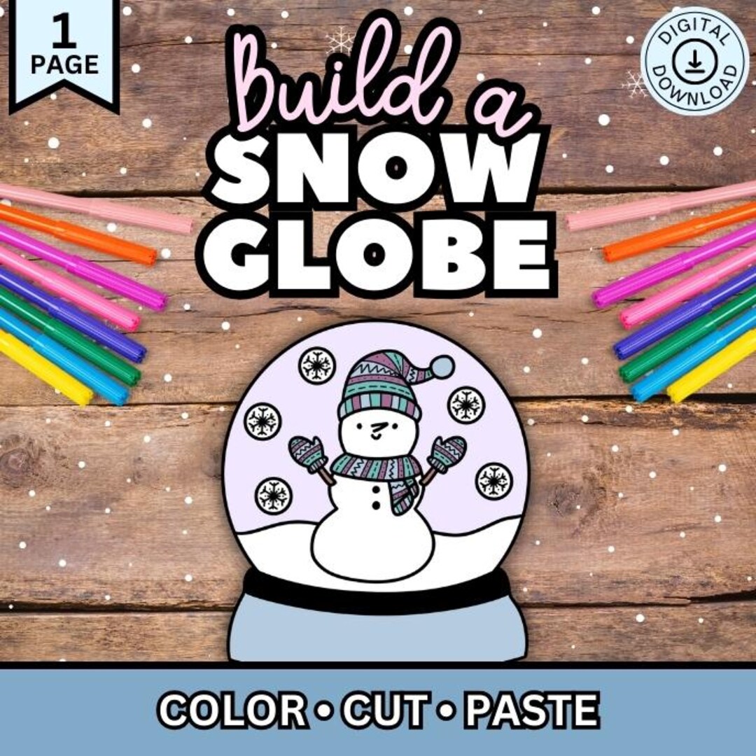 Build a Snow Globe, Snow Globe Craft, Snowman Craft, Printable Snow ...