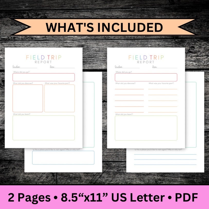 Field Trip Report, Field Trip Log, Field Trip Journal, School Field ...