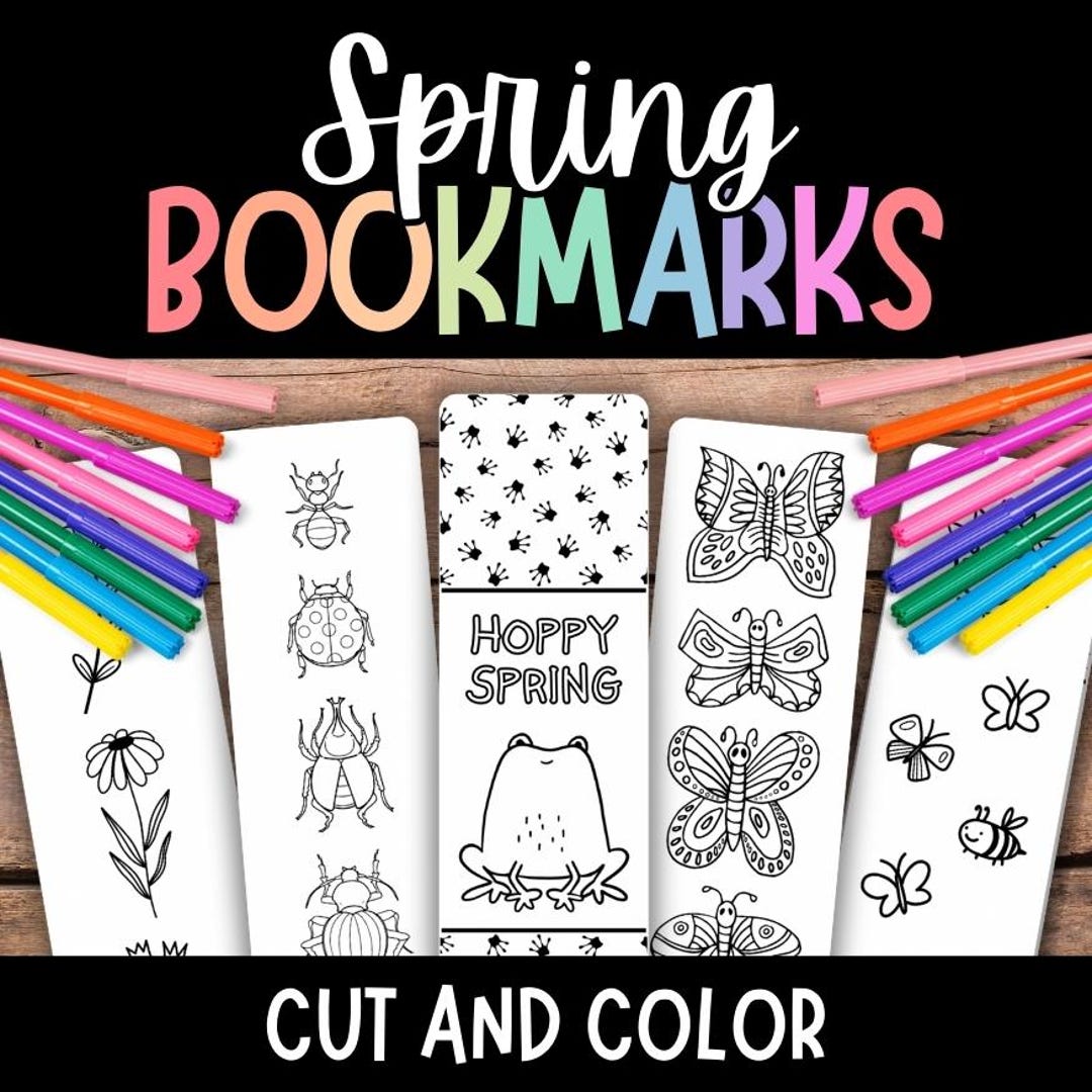 SPRING Bookmarks, Spring Coloring Bookmarks, Spring Bookmarks for Kids ...