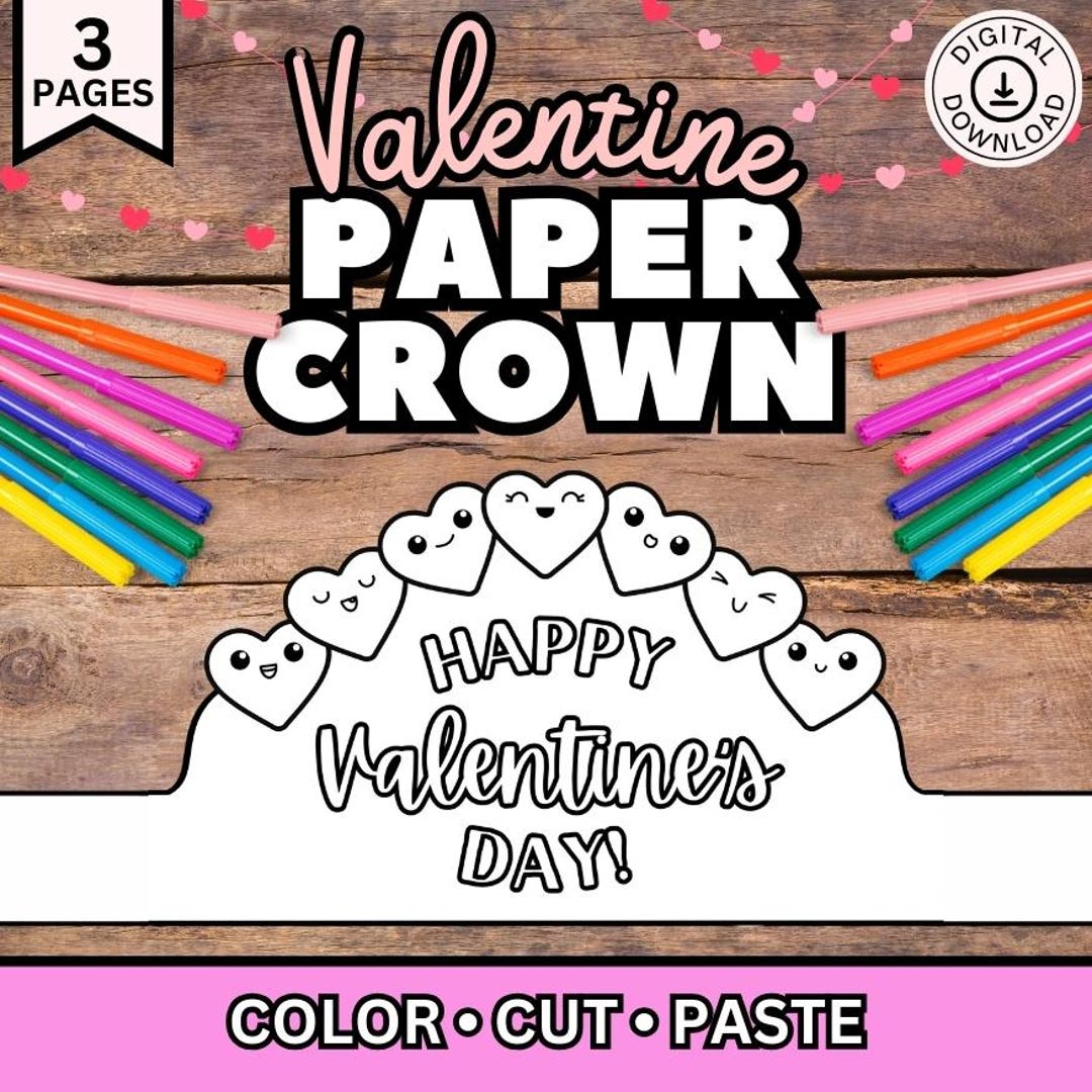 Valentine’s Day Craft, Valentine Paper Crown, Valentines Day Activities ...