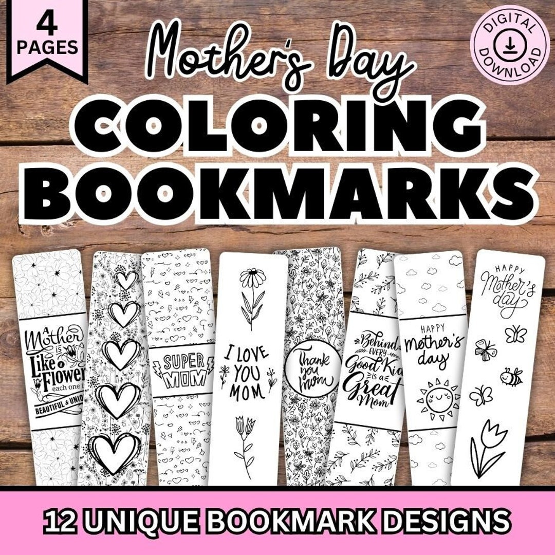 Mothers Day Coloring Bookmarks, Mothers Day Bookmarks Printable ...