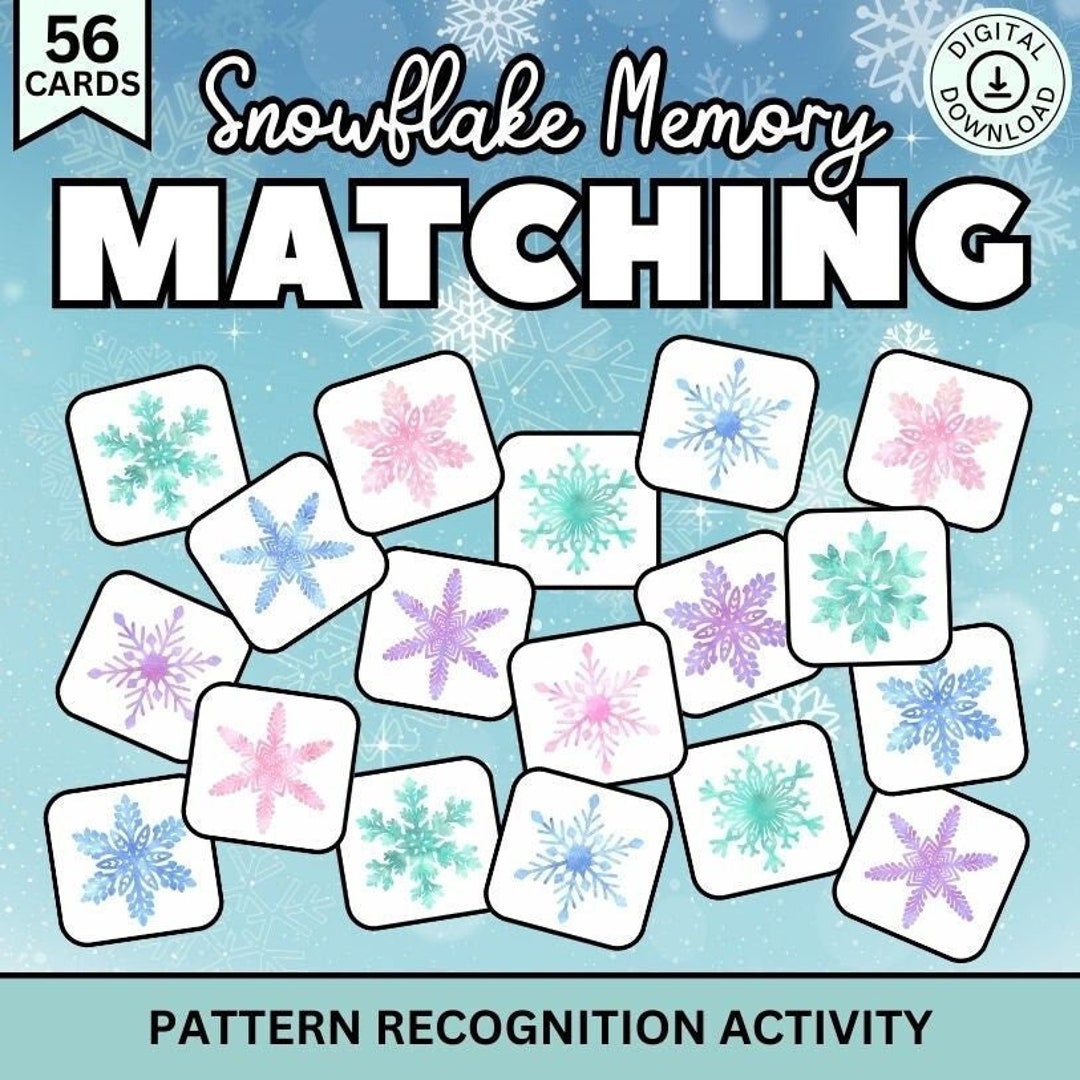 Snowflake Memory Match, Winter Card Game, Winter Educational Cards ...