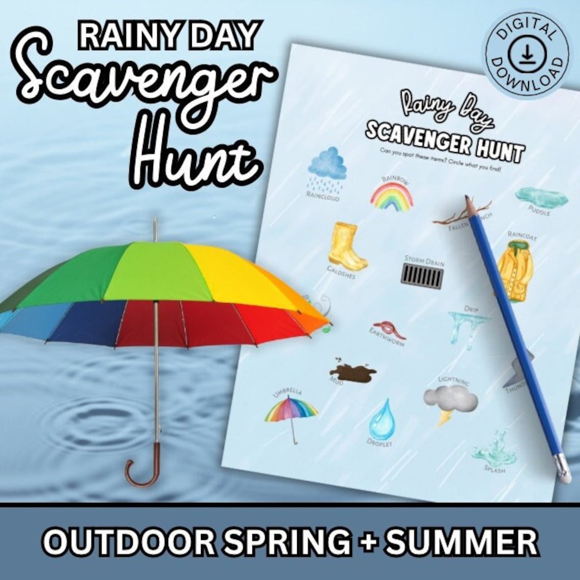 Rainy Day Scavenger Hunt, Outdoor Activities for Kids, Rainy Day ...