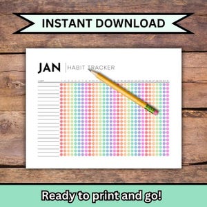 Monthly Habit Tracker, 12 Month, Goal Tracker, Habit Tracking, Goal ...