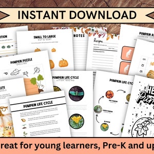 Pumpkin Unit Study Printable, Pumpkin Life Cycle Worksheet, Harvest ...