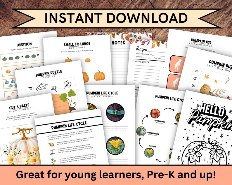 Pumpkin Unit Study Printable, Pumpkin Life Cycle Worksheet, Harvest ...