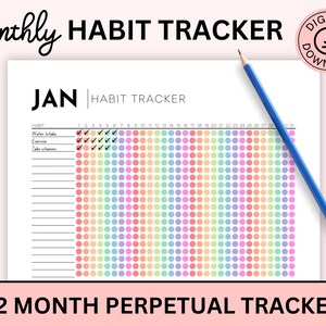 Printable Monthly Habit Tracker 12 Month Habit Tracker Printable - Etsy