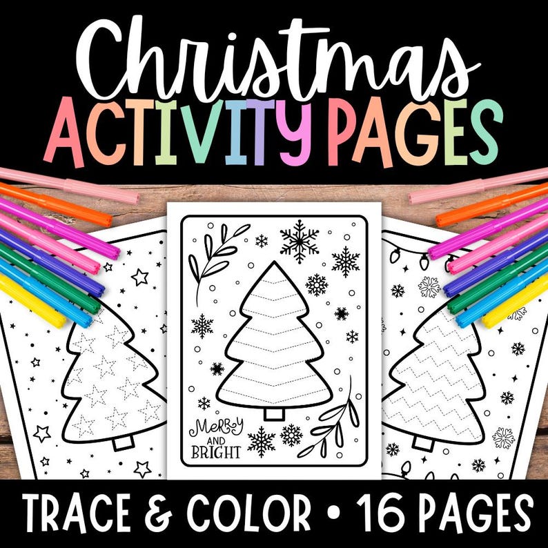 Christmas Coloring Pages, Tree Tracing, Holiday Activity - Etsy Canada