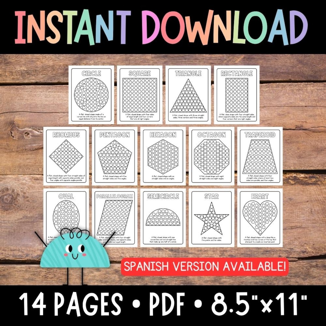 Shapes Dot Art, Shape Dot Marker Worksheets, Shapes Activity Pages ...