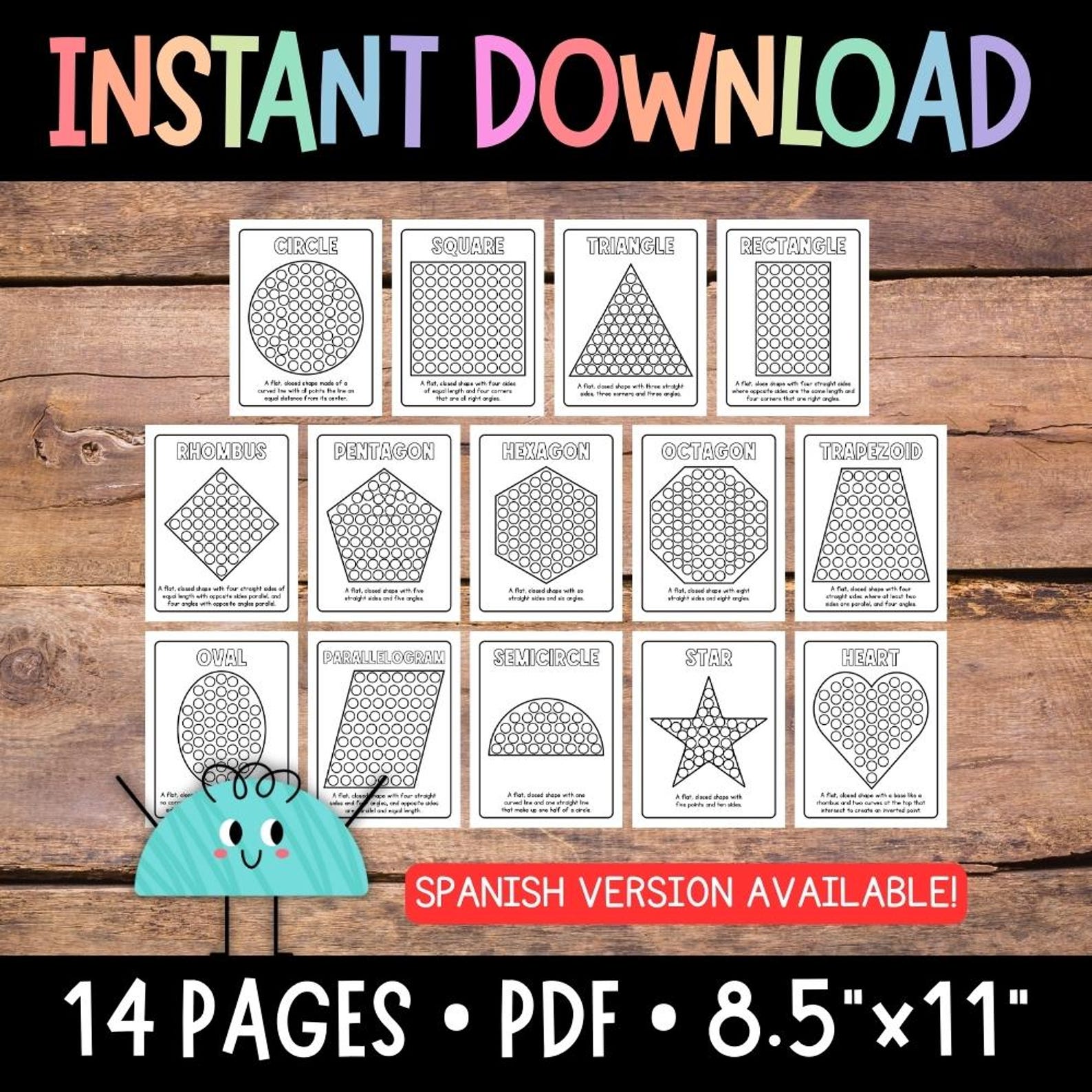Shapes Dot Art, Shape Dot Marker Worksheets, Shapes Activity Pages ...