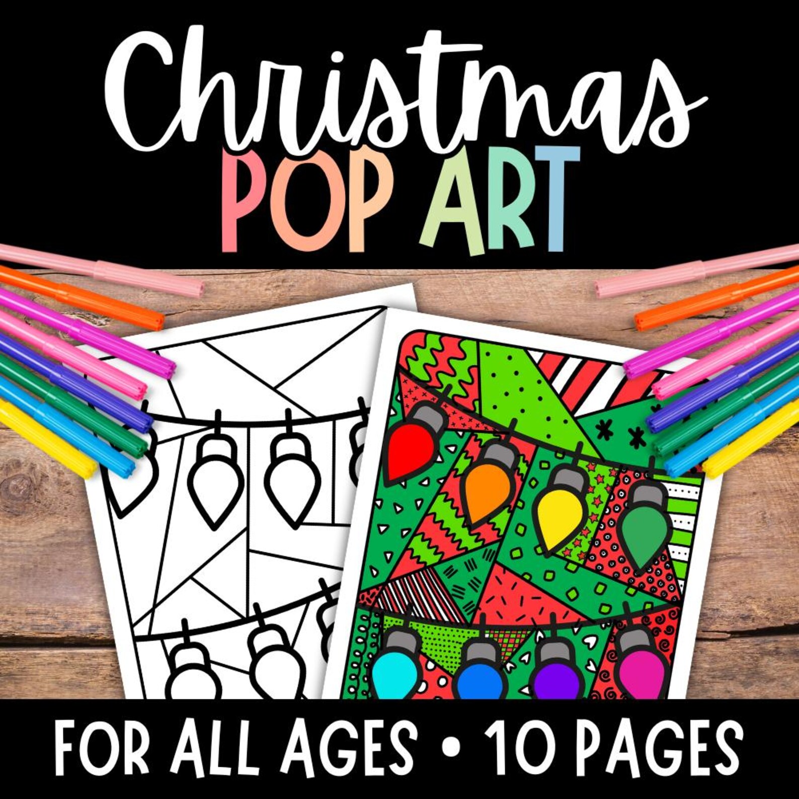 Christmas Coloring Pages, Christmas Pop Art, Holiday Coloring, Xmas ...