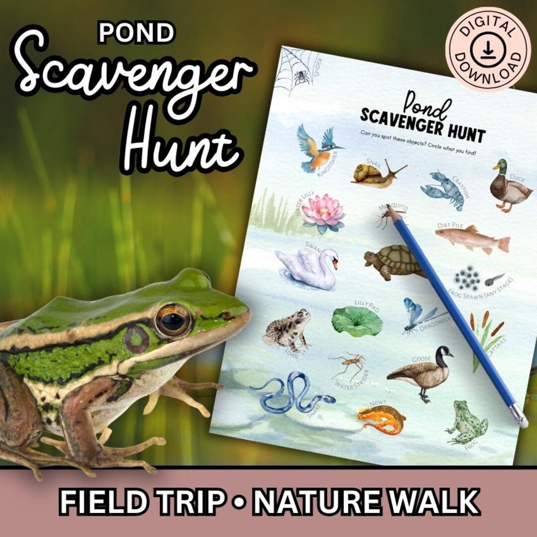 Scavenger Hunt for Kids, Outdoor Game, Pond Scavenger Hunt, Scavenger ...