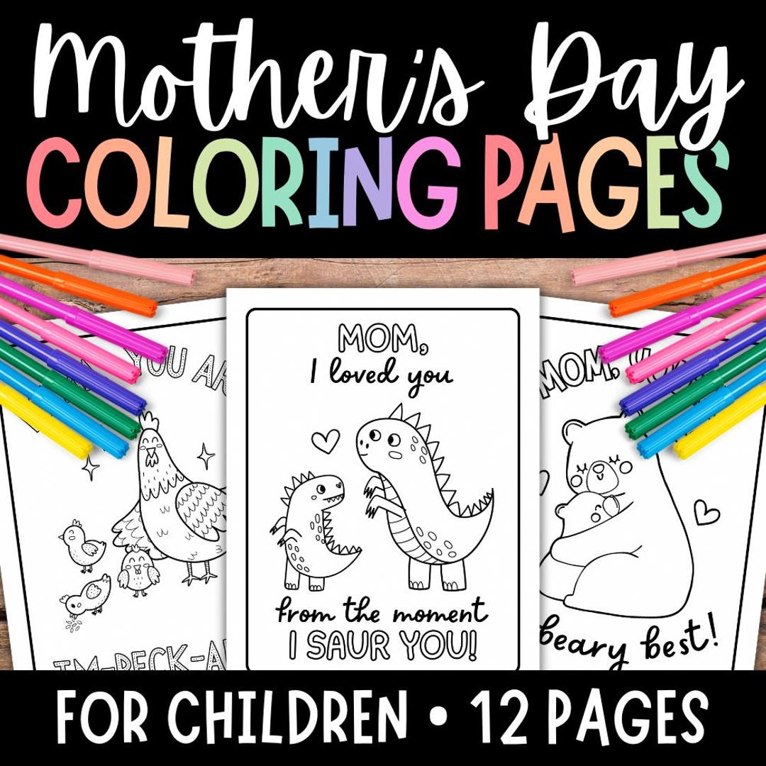 MOTHER’S DAY Coloring Pages, Mothers Day Coloring Sheets, Animal Pun ...