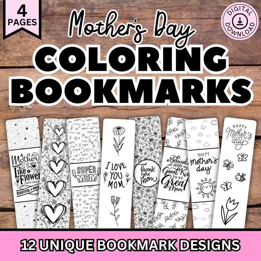 Mothers Day Coloring Bookmarks, Mothers Day Bookmarks Printable ...