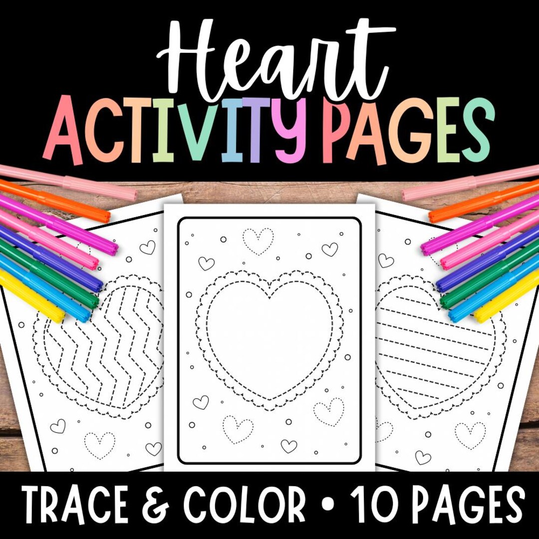 Hearts Coloring Pages, Heart Tracing, Valentine’s Day Activity - Etsy