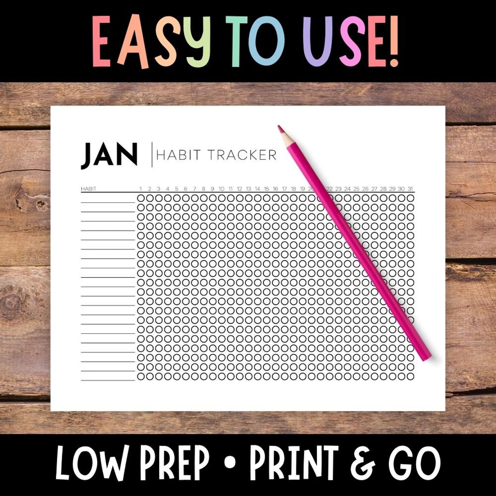 12 Month Habit Tracker Printable, Monthly Planner (PDF) - Etsy