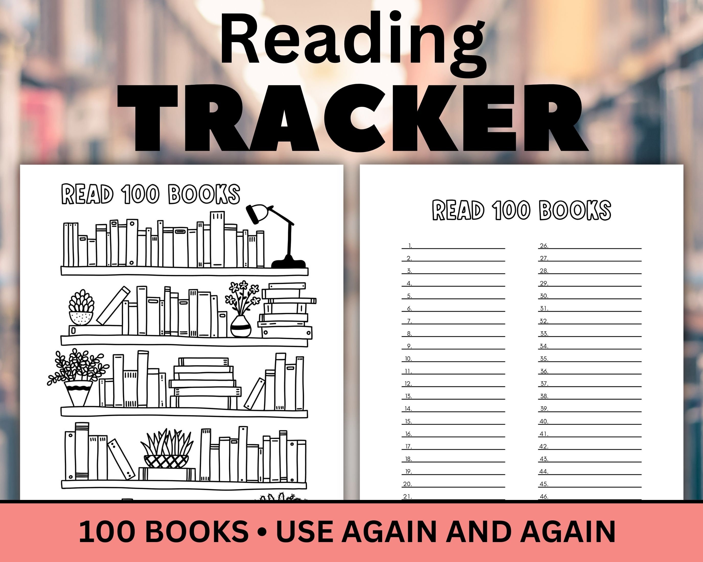 Book Reading Tracker Printable, Reading Log for Adults or Kid, Reading ...