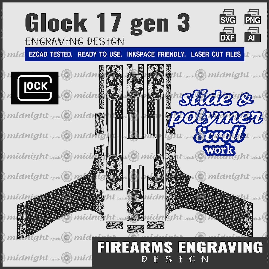 US Flag-themed Glock 17 Gen3 Engraving Design Files SVG/AI8 for Laser ...