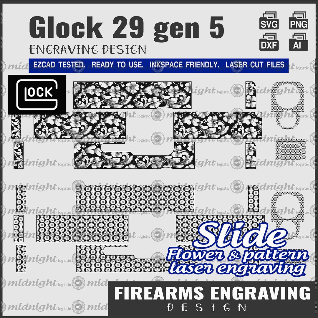 Glock 29 Gen5 Scroll Pattern Vector Design SVG Precision Laser Cut ...