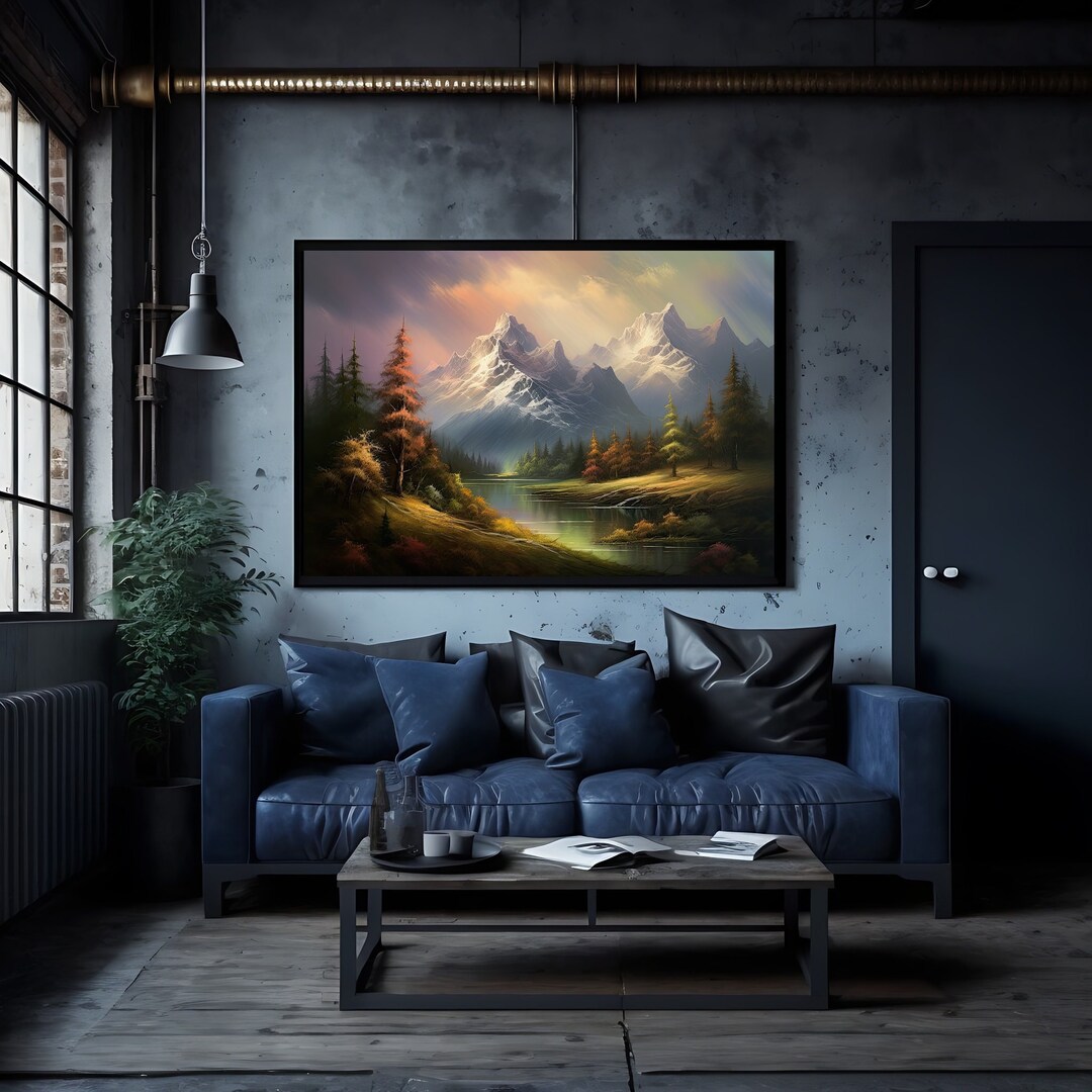 Printable Art | Majestic Mountains Landscape Painting. Perfect Mountain ...