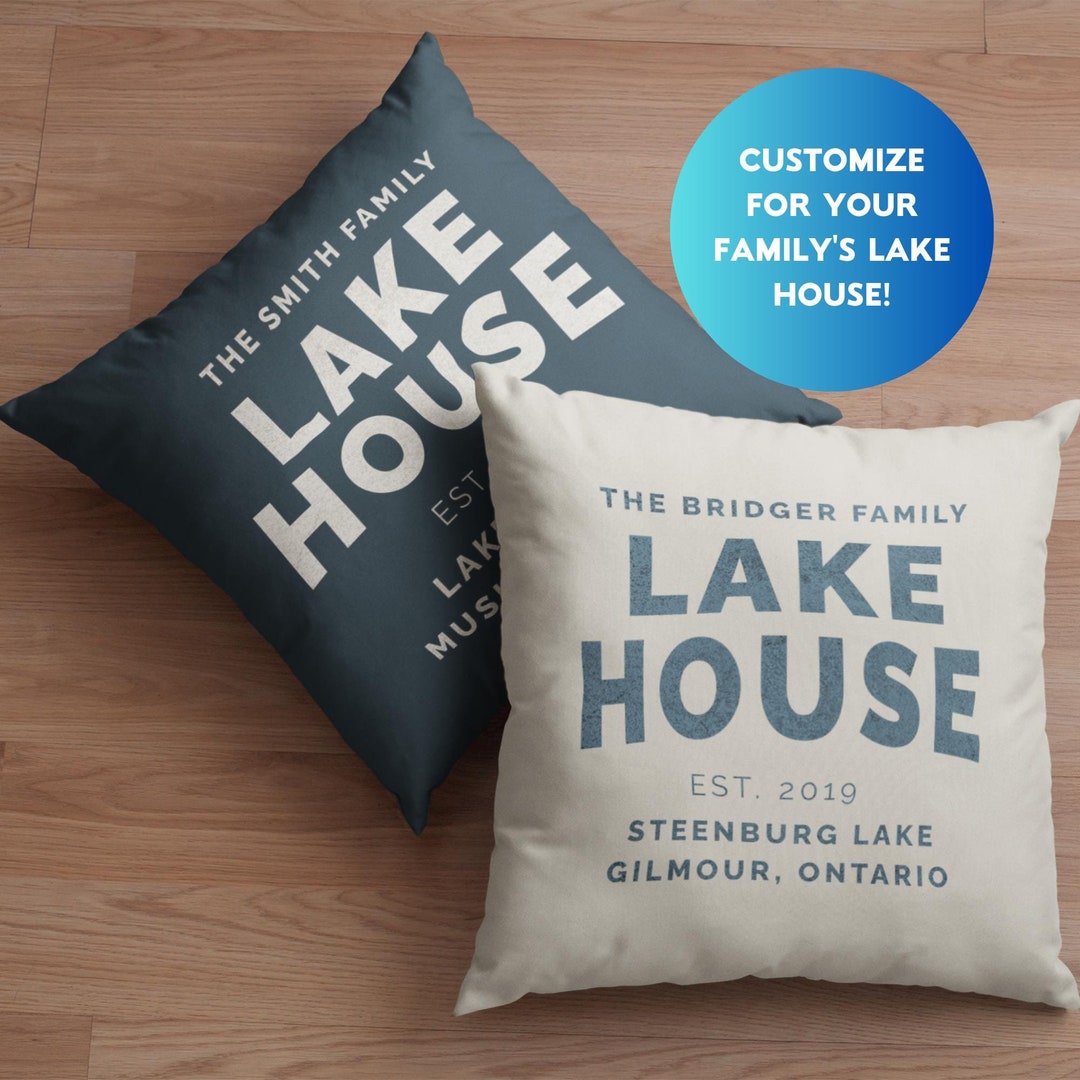 Custom Lake House Pillow, Personalized Family Cottage Pillow ...