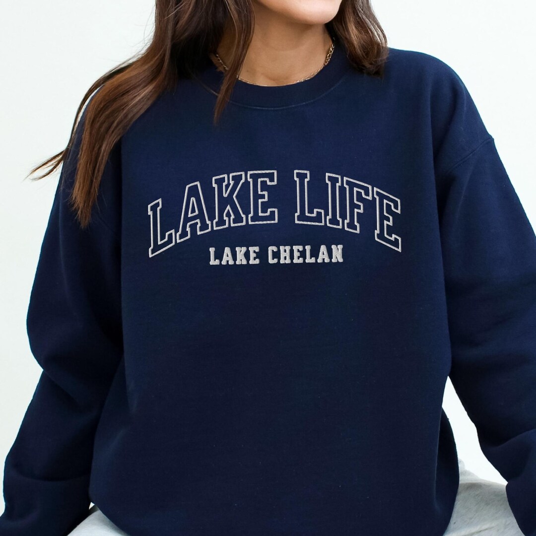 Custom Lake Life Embroidered Crewneck Sweatshirt: Personalized Lake ...