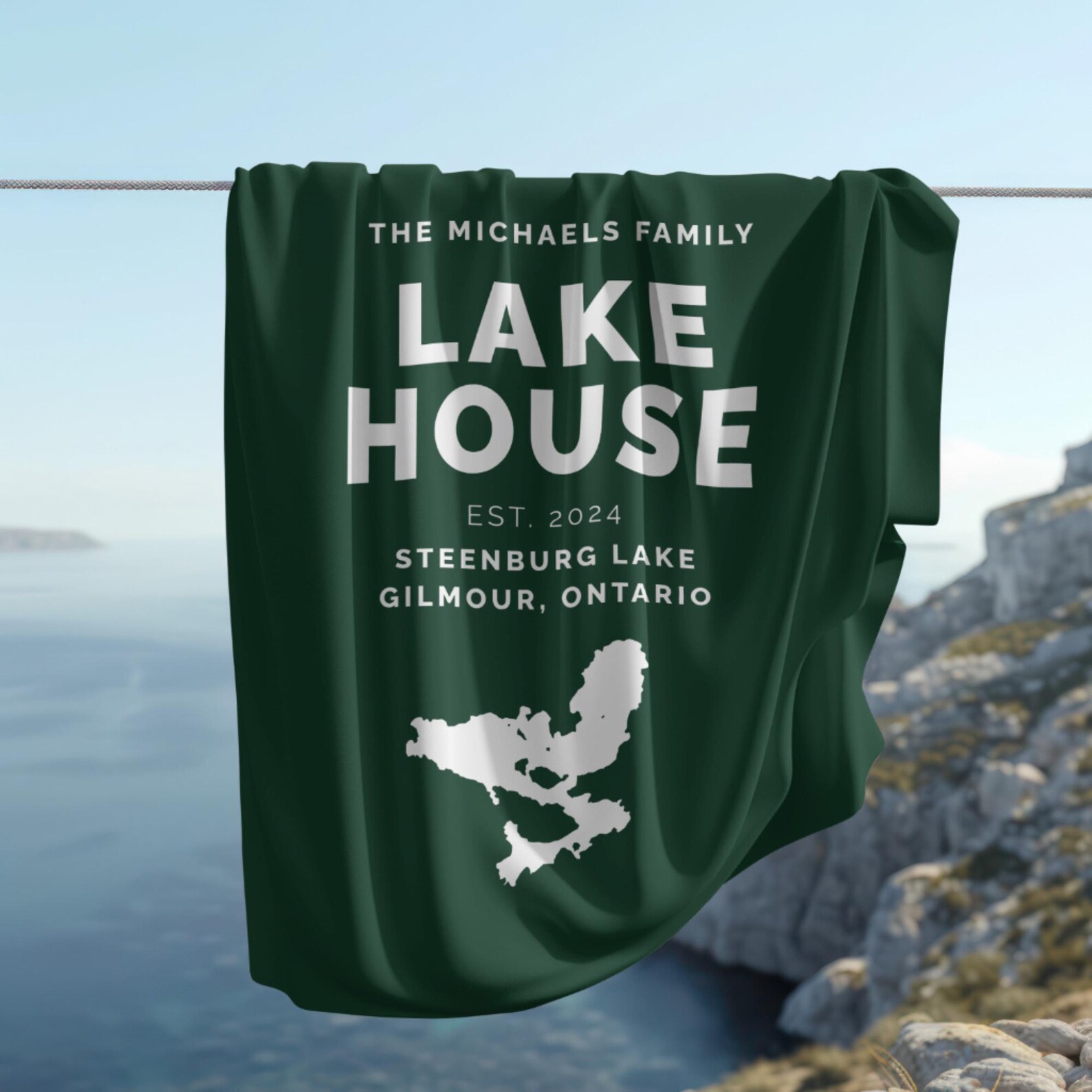 Personalized Family Lake House Map Blanket: Custom Fleece Minky Decor ...