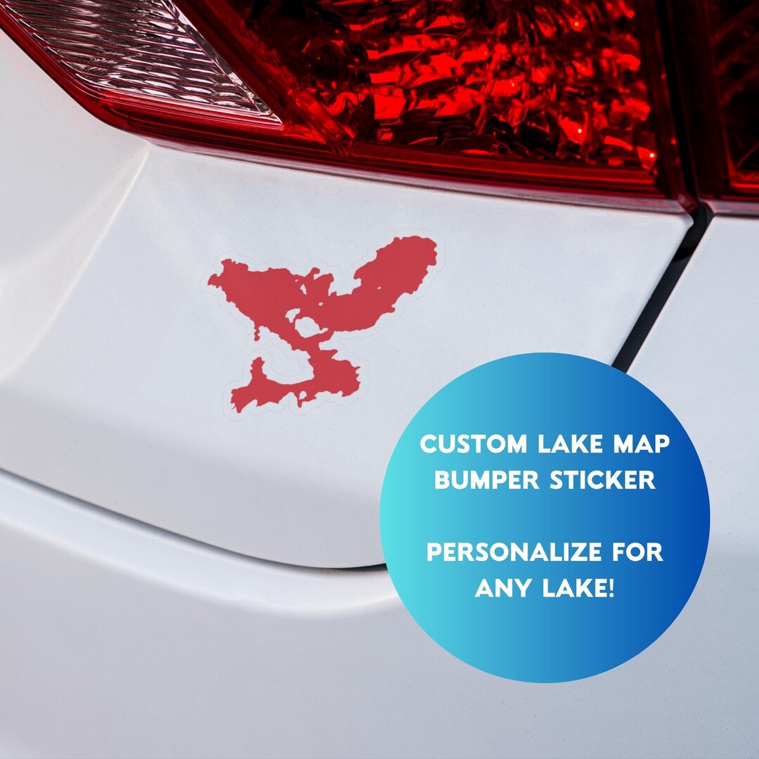Custom Lake Map Kiss-cut Bumper Sticker, Gift for Lake Lover ...