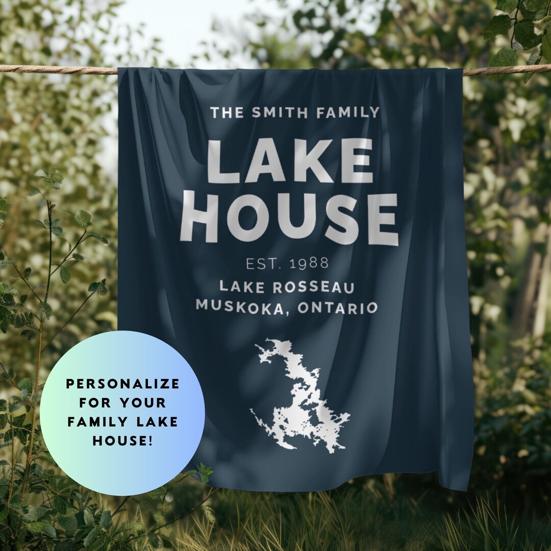 Personalized Family Lake House Map Blanket: Custom Fleece Minky Decor - Etsy