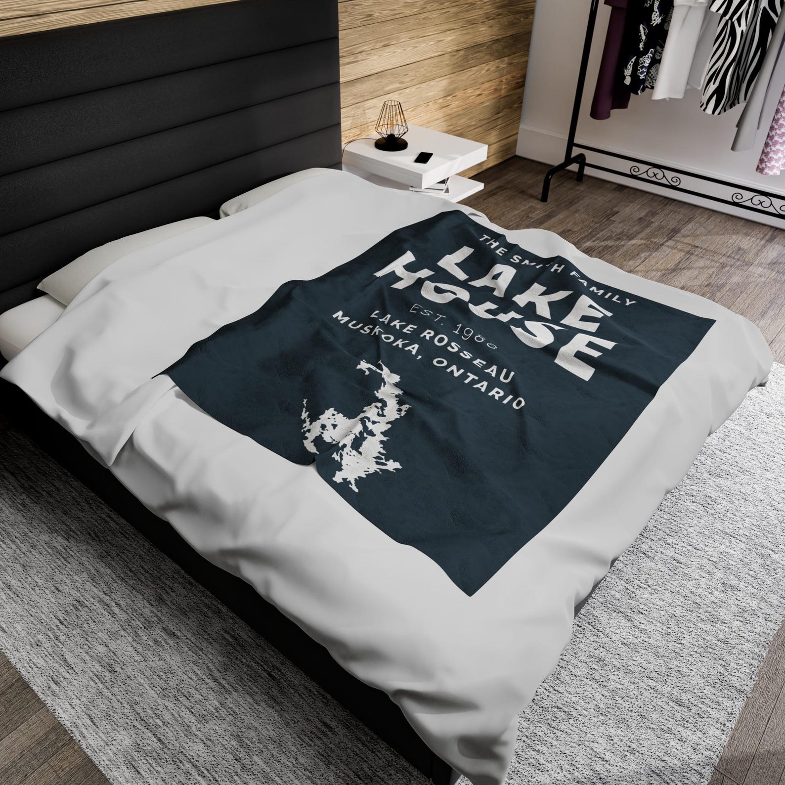 Personalized Family Lake House Map Blanket: Custom Fleece Minky Decor ...