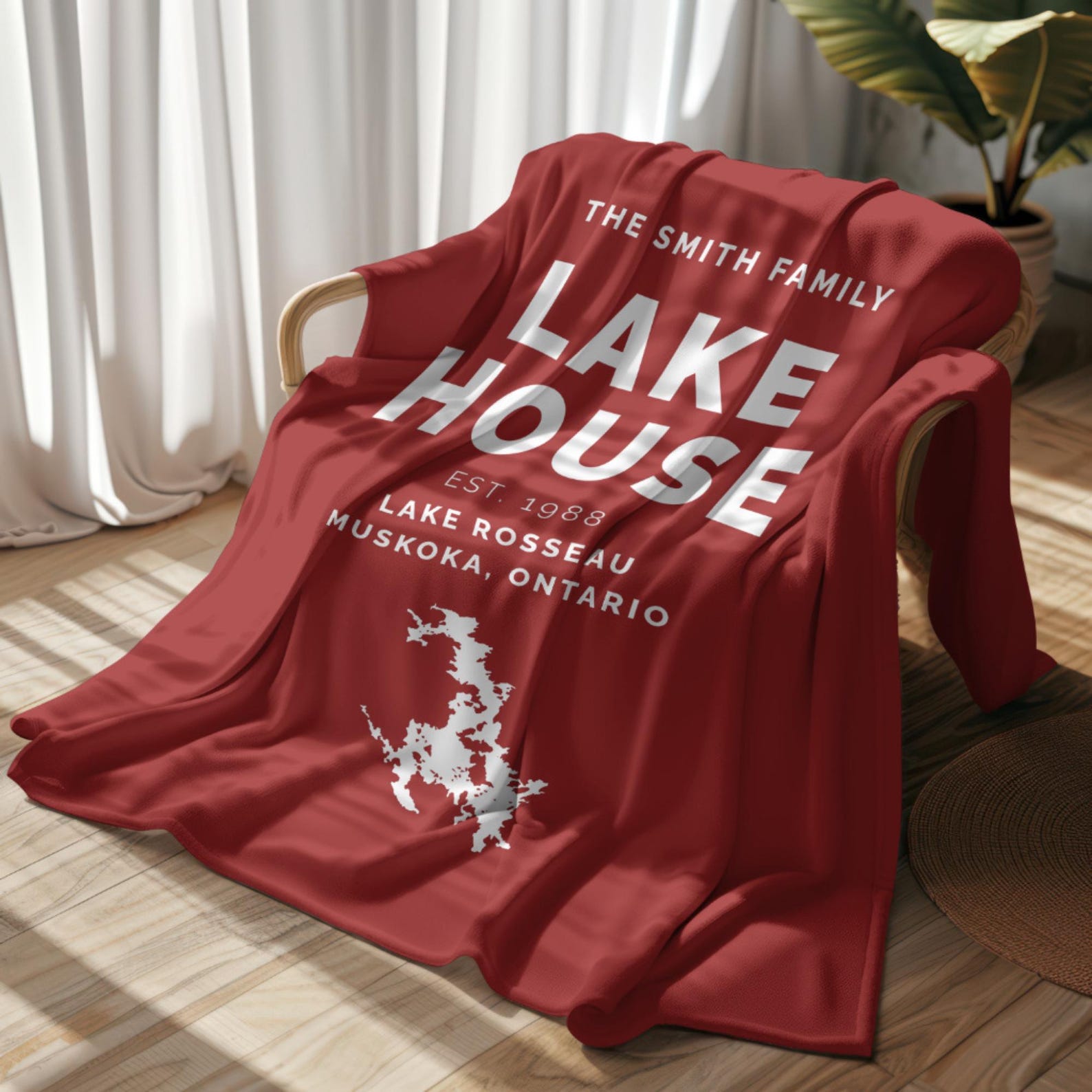 Personalized Family Lake House Map Blanket: Custom Fleece Minky Decor ...