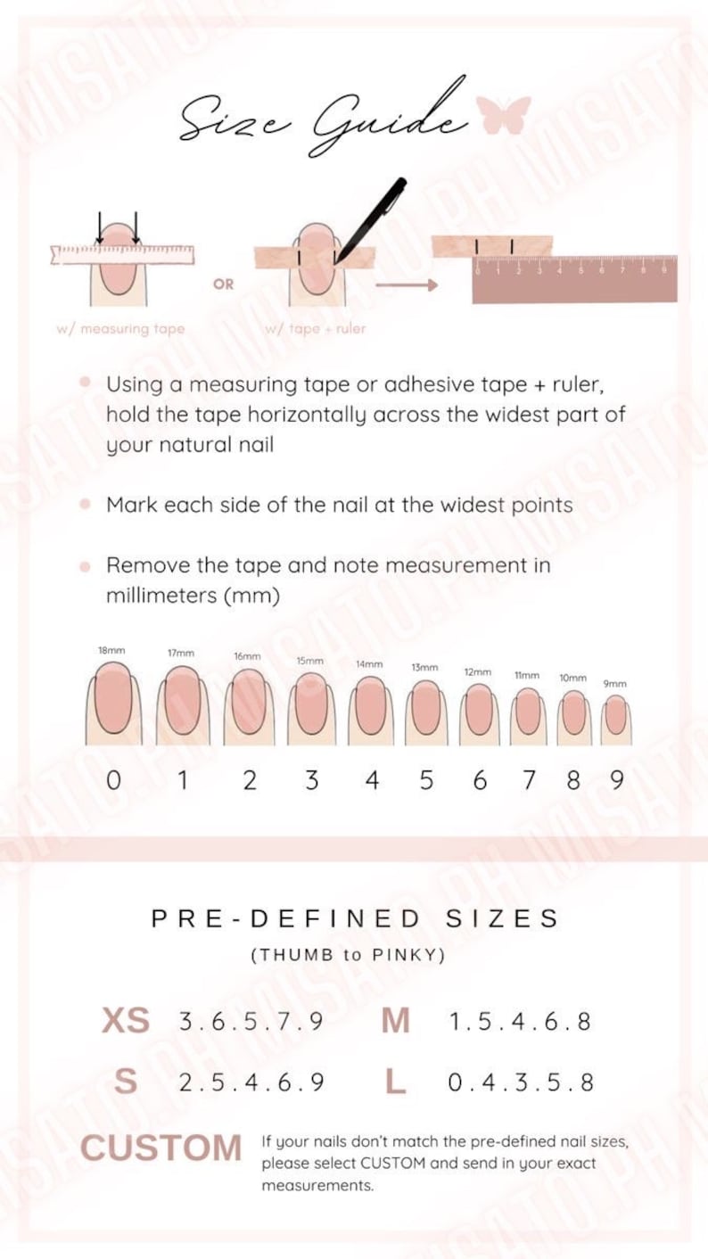 Guide on Measurments/length/shape for Your Nails: Free Guide, DO NOT ...