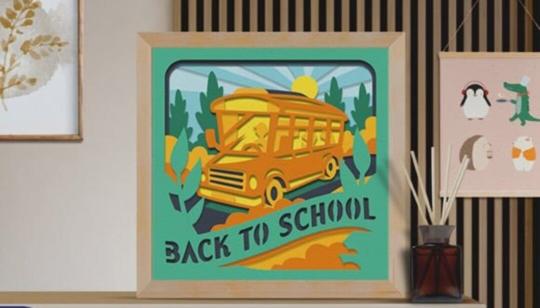 Shadow Box School Bus | Back to School Art | 3D Paper Craft Unique ...