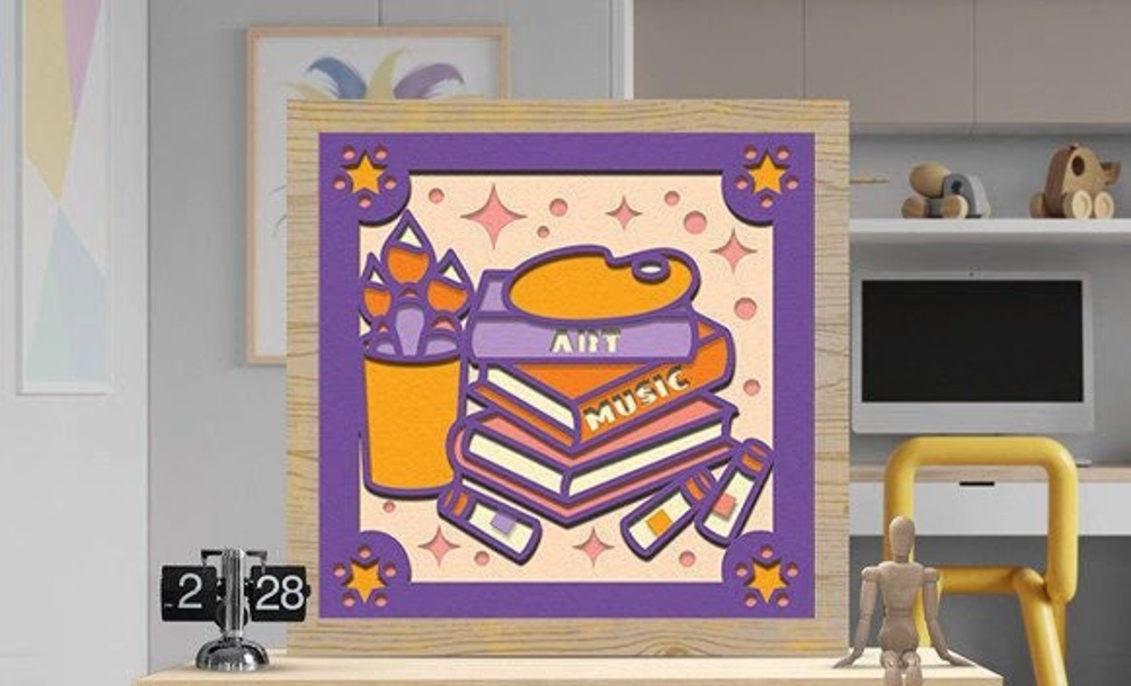 Shadow Box School Bus Back to School Art | 3D Paper Craft Unique Gifts ...