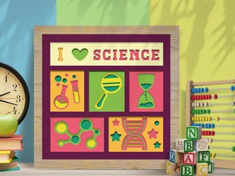 Science Lover Shadow Box | Back to School Art | 3D Paper Craft Unique ...