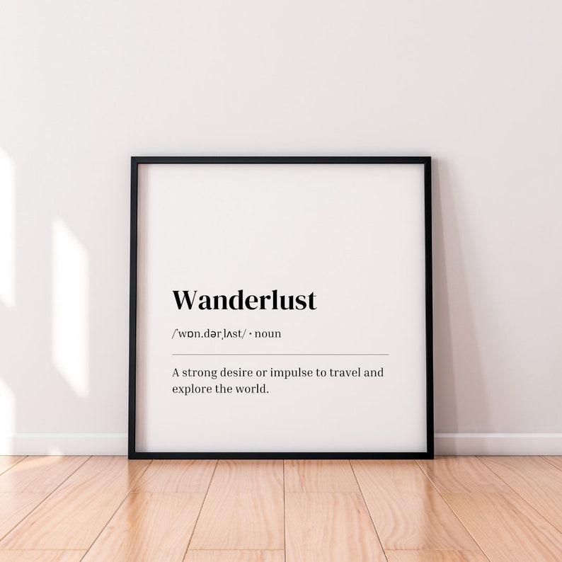 Travel Definition Printable Art Set Wanderlust, Wayfarer, Traveller ...