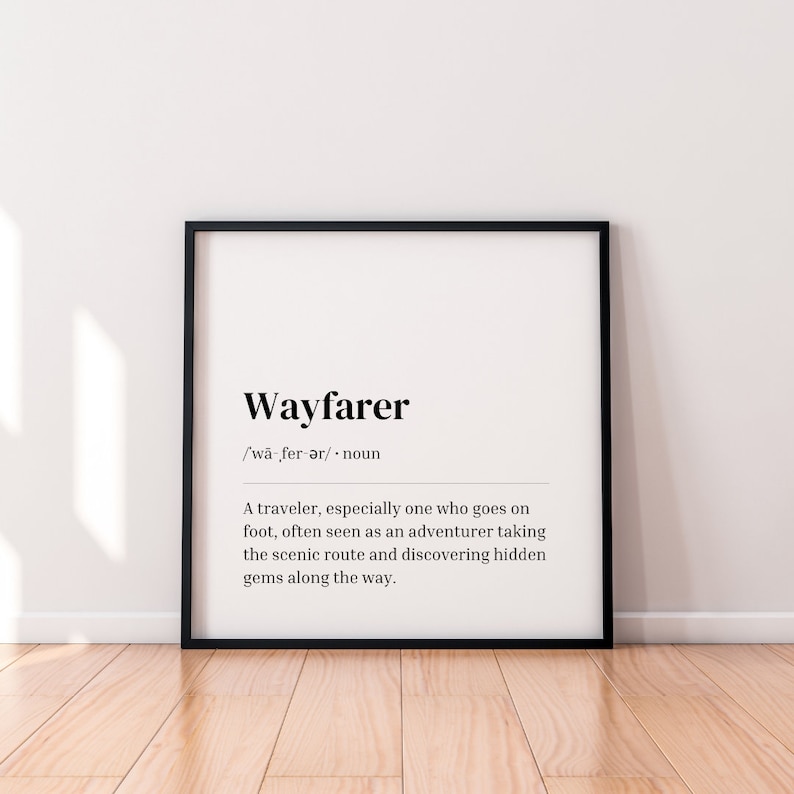 Travel Definition Printable Art Set Wanderlust, Wayfarer, Traveller ...