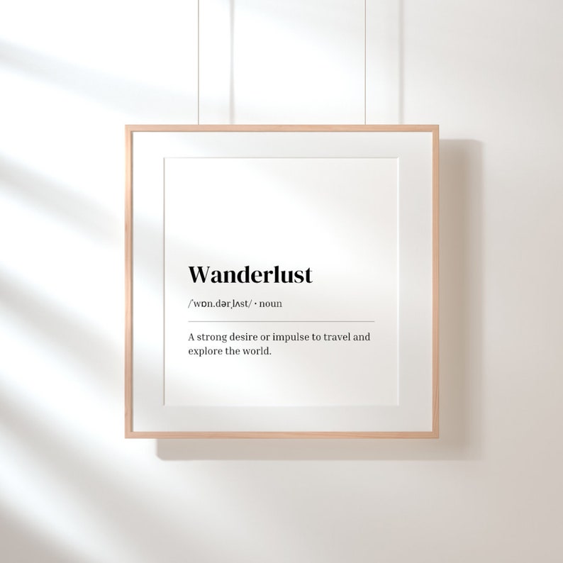 Wanderlust Definition Printable Art Minimalist Travel Quote Digital ...