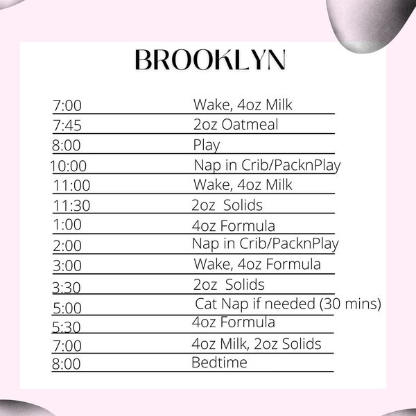 Nap and Feeding Template - Etsy