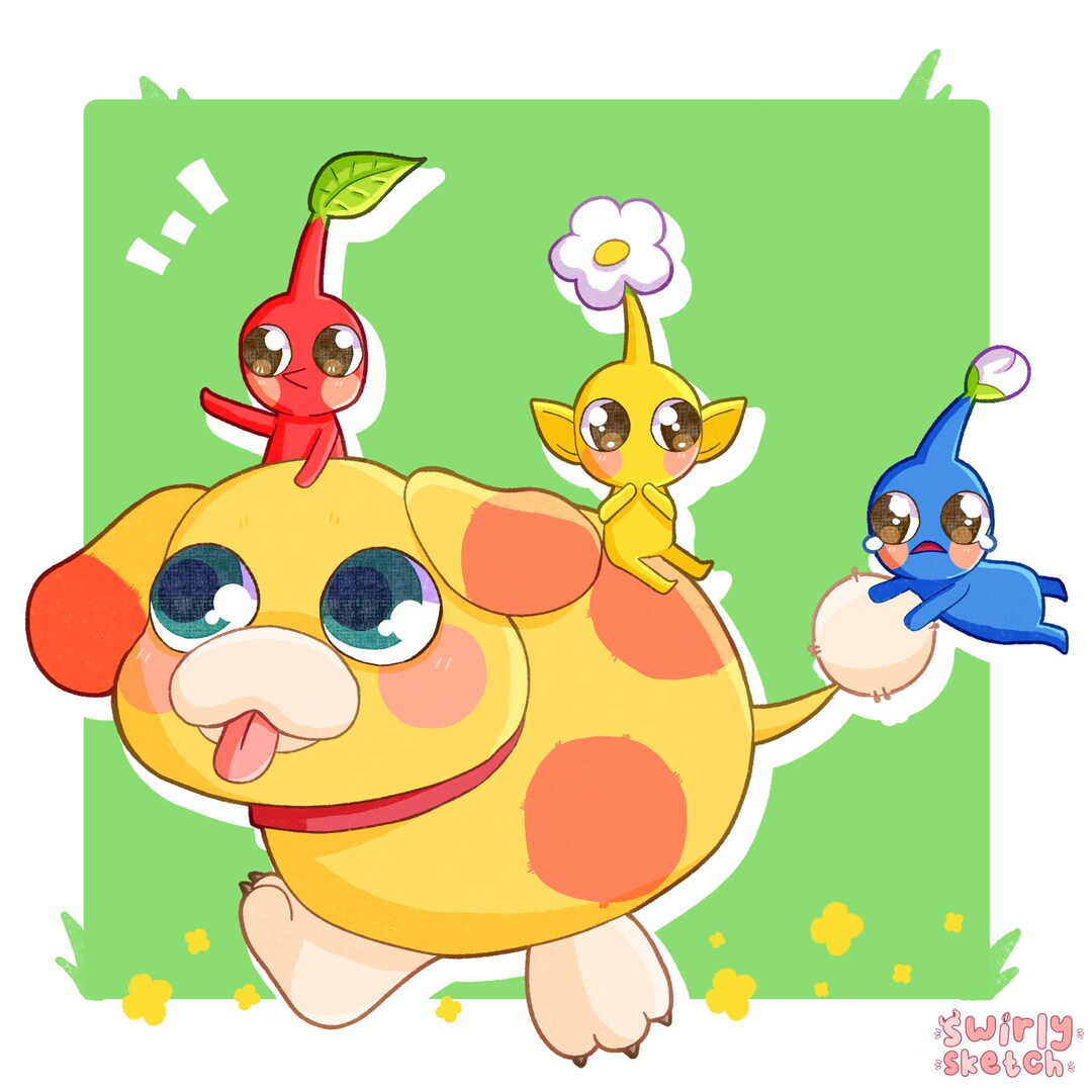 Pikmin, Oatchi and Pikmins Small Square Print - Etsy