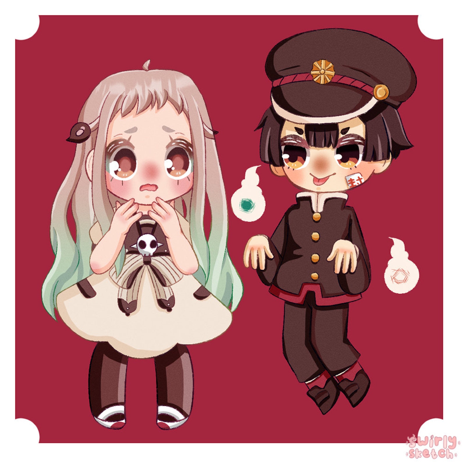 Toilet Bound Hanako Kun, Hanako and Nene Small Square Print - Etsy